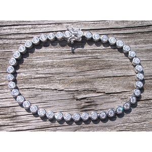 Jewelry | 925 Sterling Silver Round Cz Tennis Bracelet | Poshmark